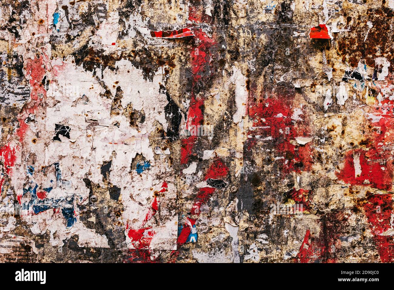 Old Urban Street Billboard With Torn Posters And Stickers. Colorful ...