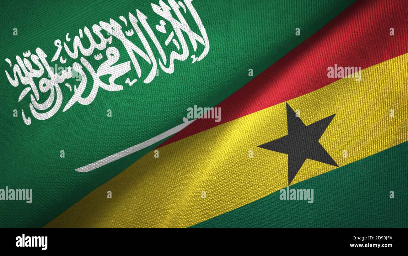 Saudi Arabia and Ghana two flags textile cloth, fabric texture Stock ...
