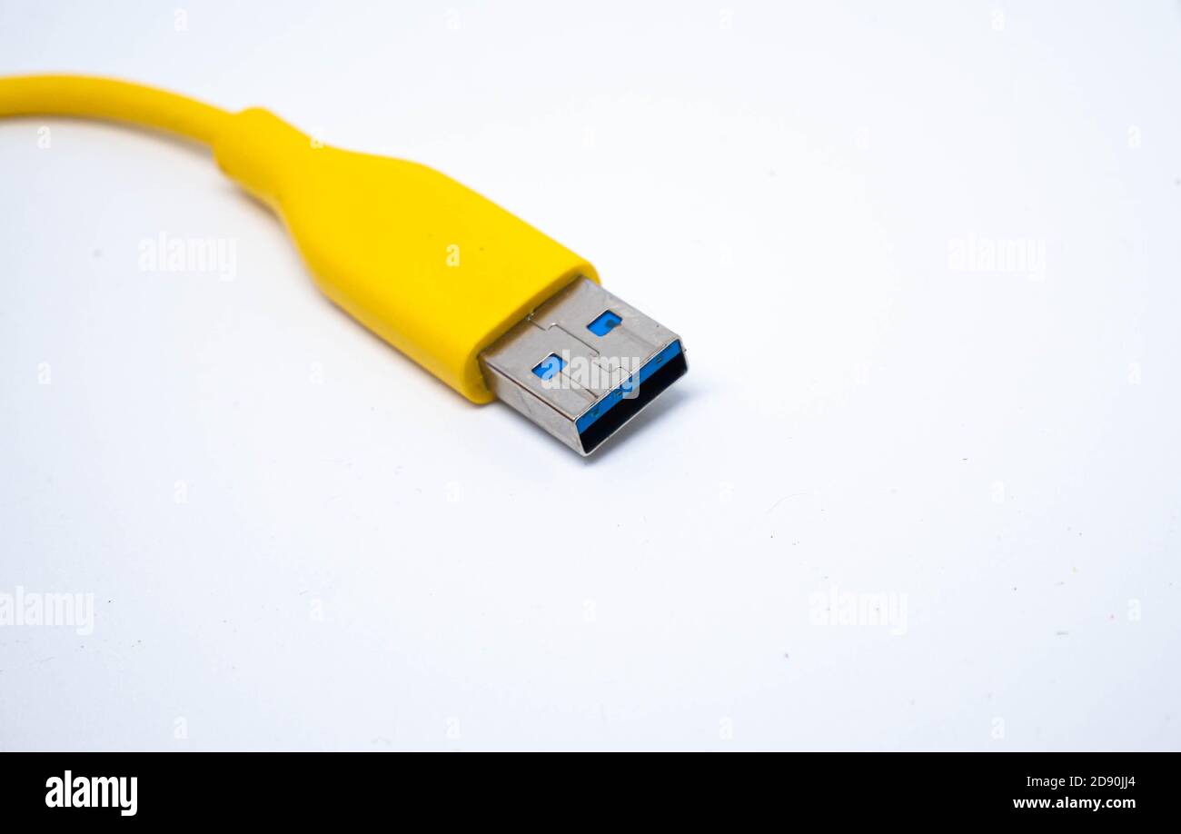 Yellow Usb-cable Micro Usb Isolated on white background Stock Photo - Alamy