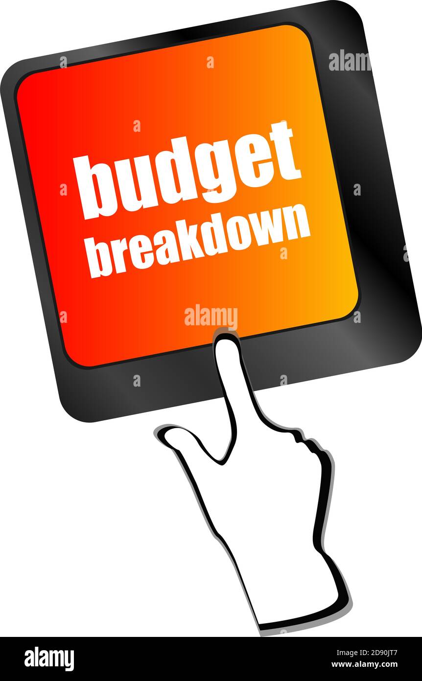 budget breakdown words on computer pc keyboard Stock Photo - Alamy