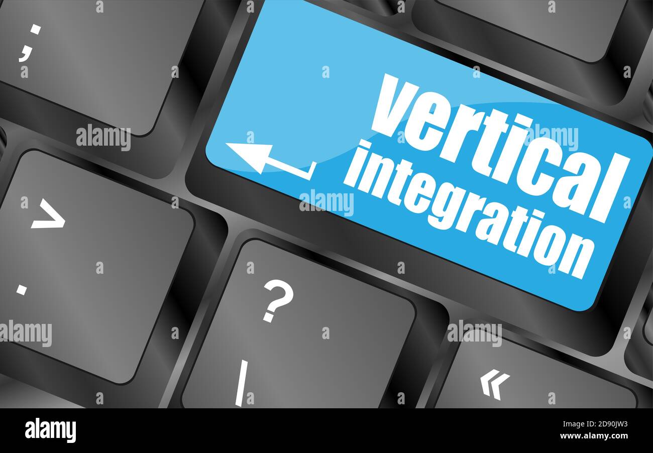 Computer keyboard with vertical integration words Stock Photo - Alamy