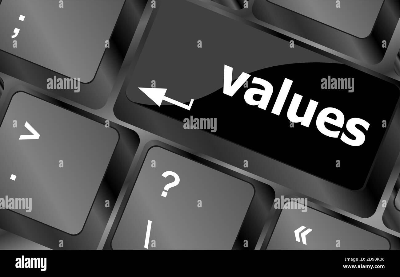 Values sign button on keyboard with soft focus Stock Photo - Alamy