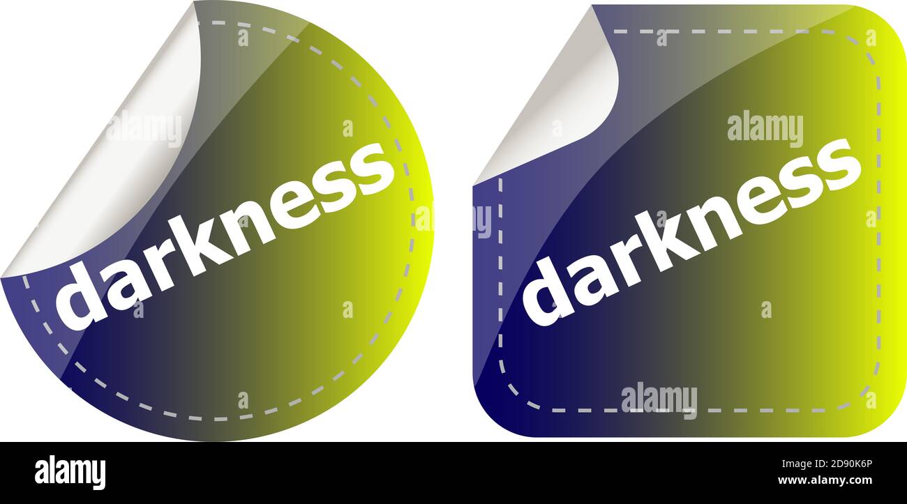 darkness word stickers web button set, label, icon Stock Photo - Alamy