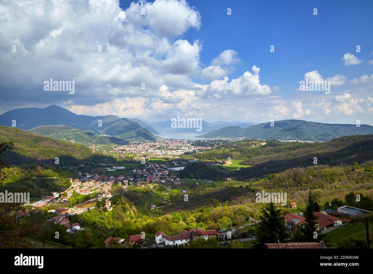 top view of a valley with blue sky and white clouds Stock Photo - Alamy