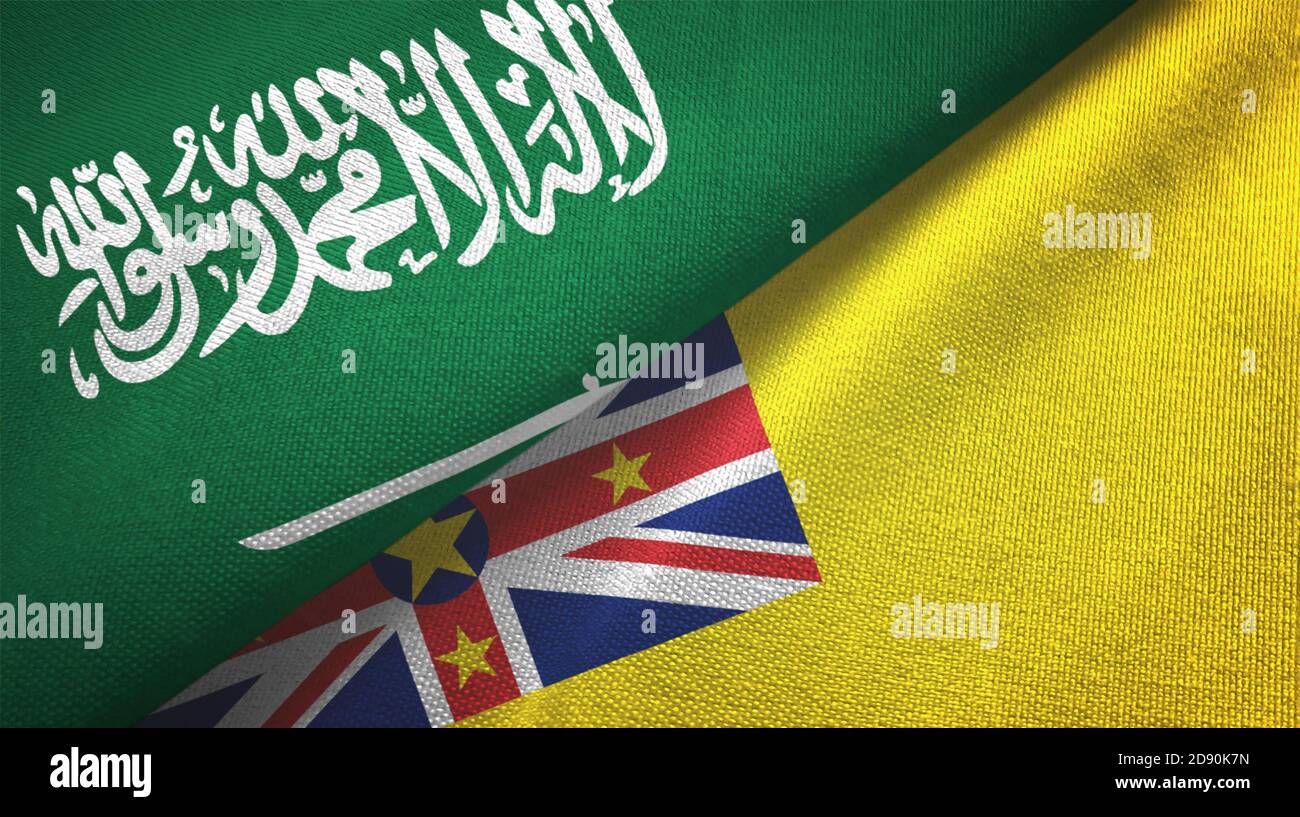 Saudi Arabia and Niue two flags textile cloth, fabric texture Stock ...