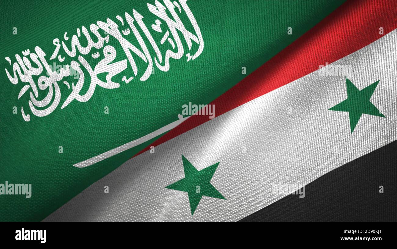 Syria Syrian Arab Republic and Saudi Arabia flags together relations ...
