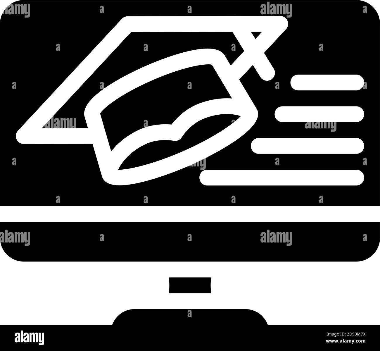 electronic education and graduation glyph icon vector illustration ...