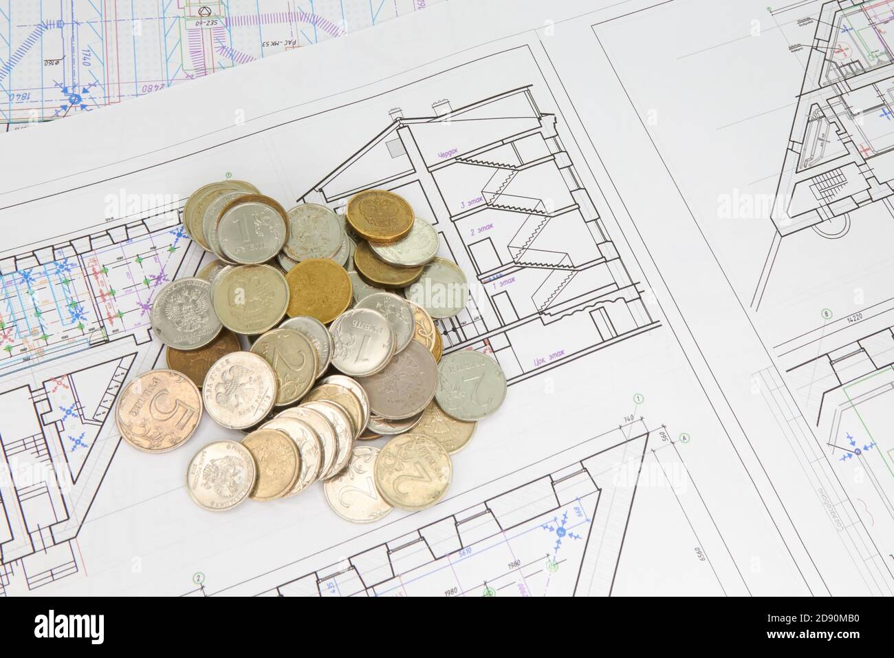 architectural plan of the house on the sheet are the keys and credit ...