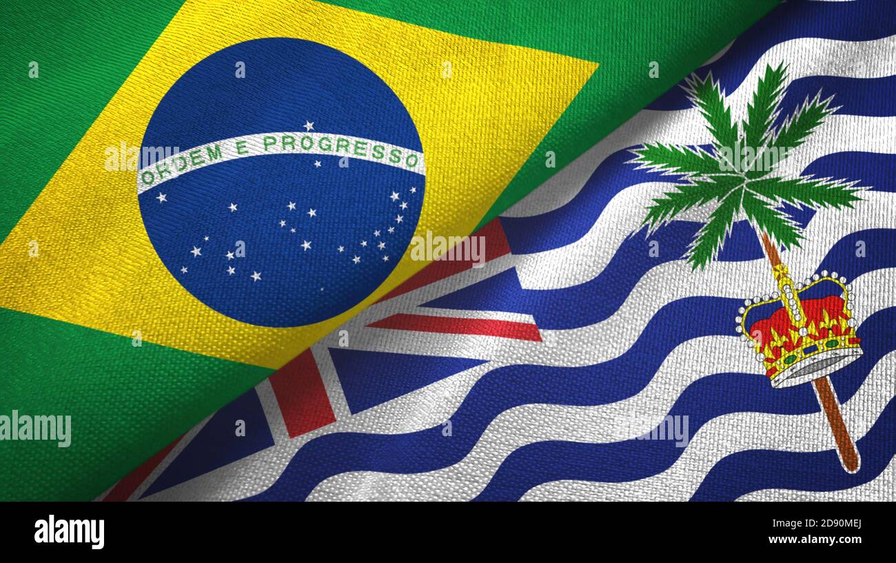 Brazil and British Indian Territory two flags textile cloth, fabric ...