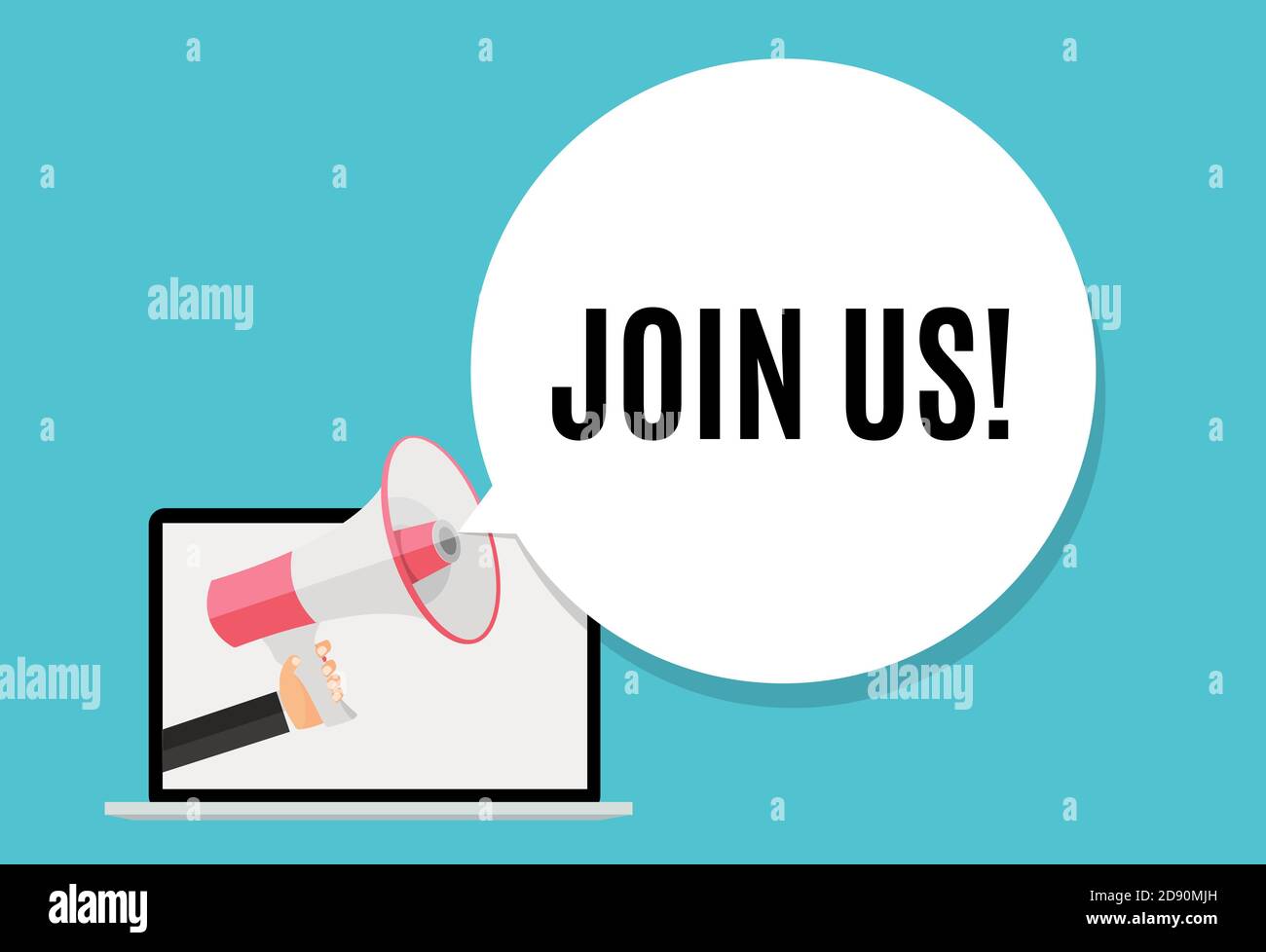 Join Us concept of important announcement. illustration Stock Photo - Alamy