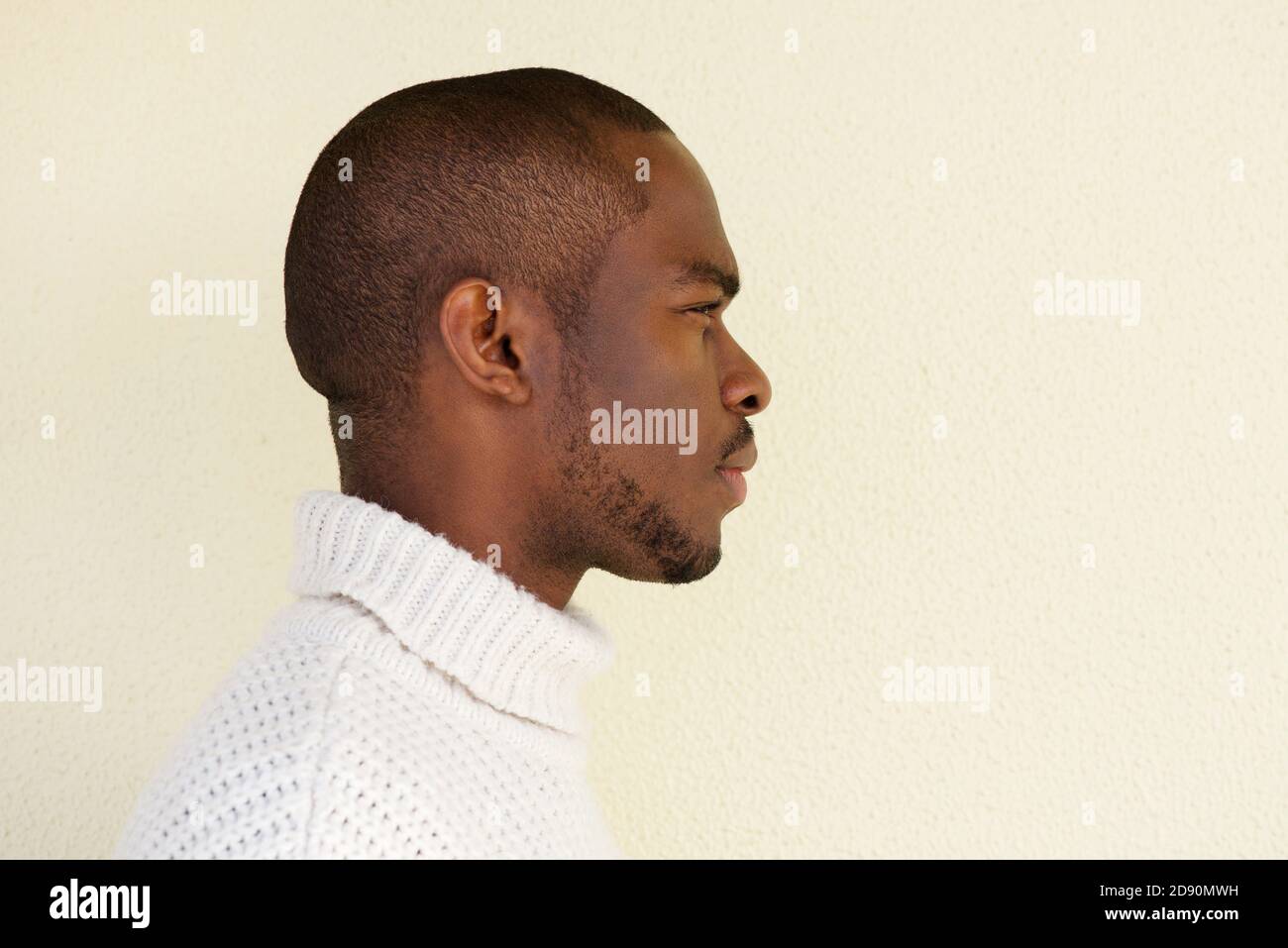 Close up profile portrait of serious african american man in sweater ...