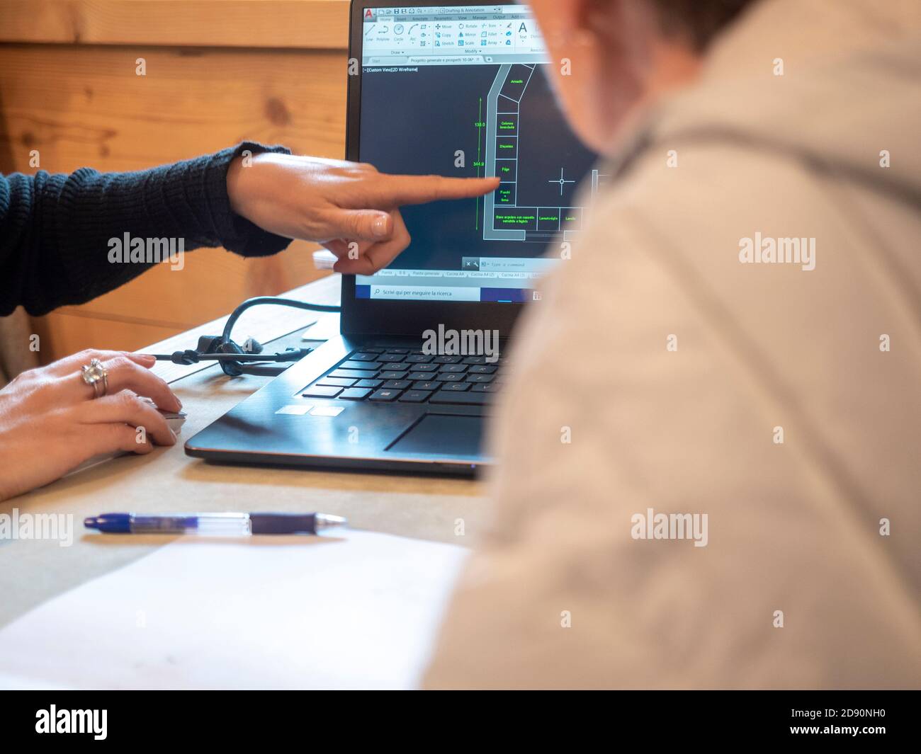 architect presents planimetric project to the client Stock Photo - Alamy