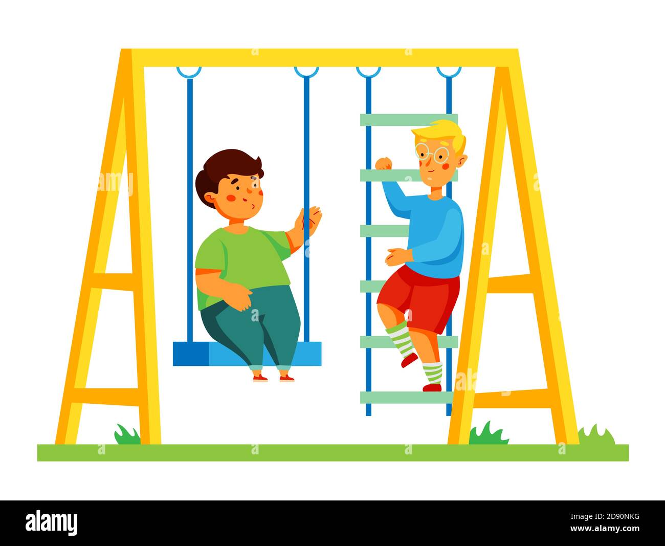 Children on playground - colorful flat design style illustration Stock ...