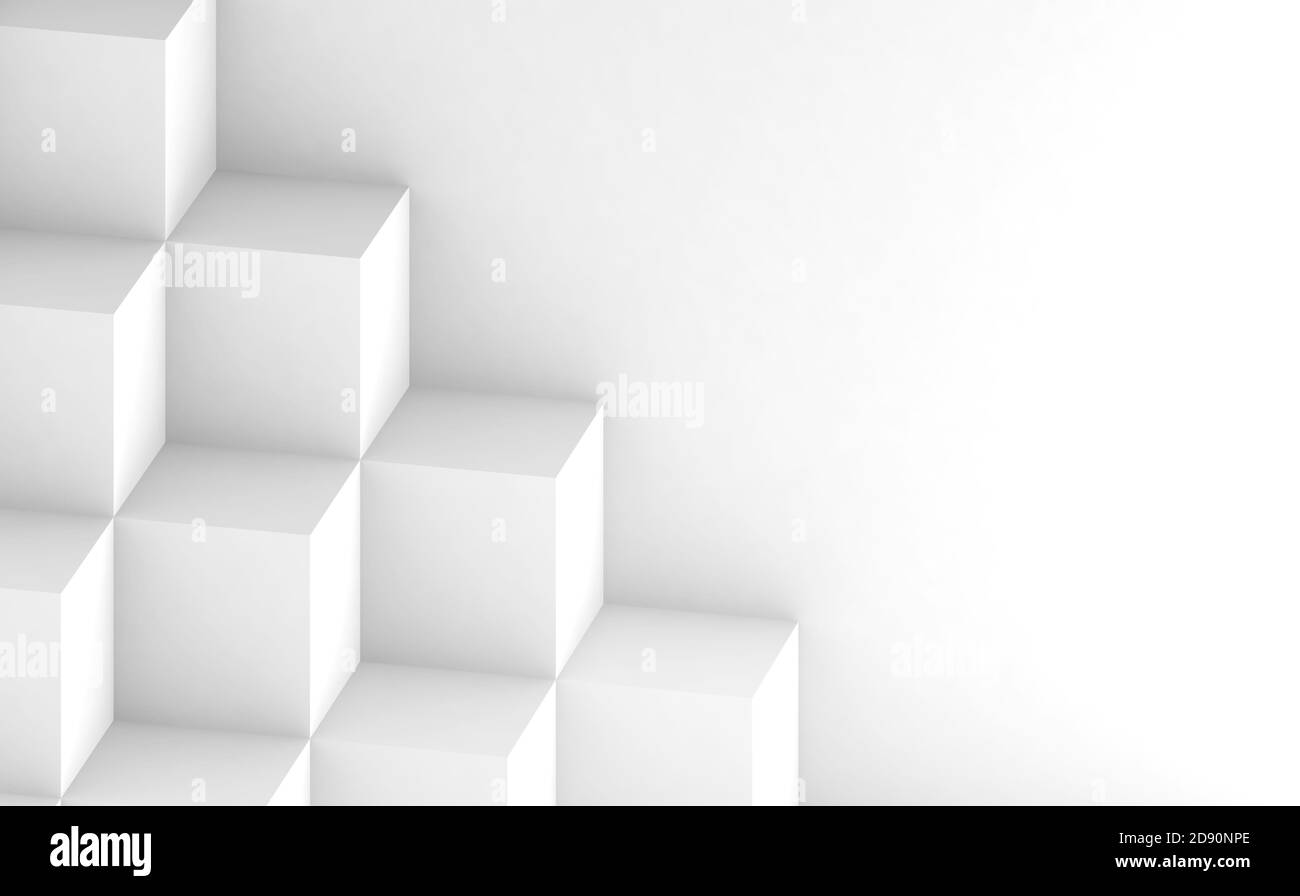 Abstract digital illustration with geometric white cubes pattern over ...