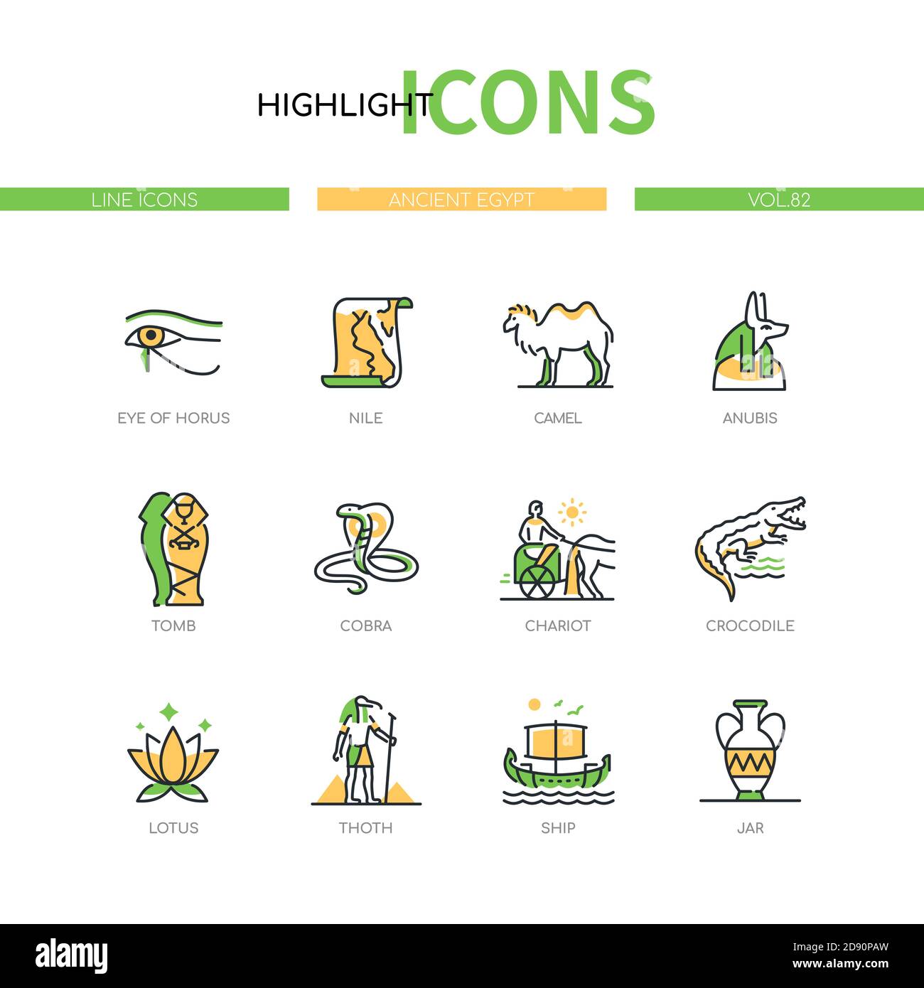 Ancient Egypt - modern line design style icons set Stock Vector Image ...