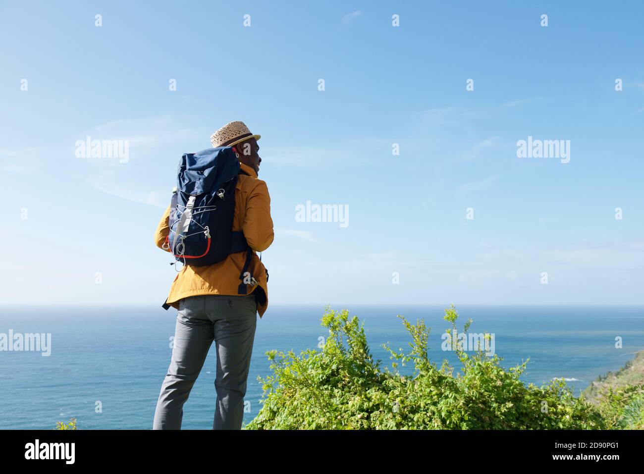 Male backpack travel rear view hi-res stock photography and images - Alamy