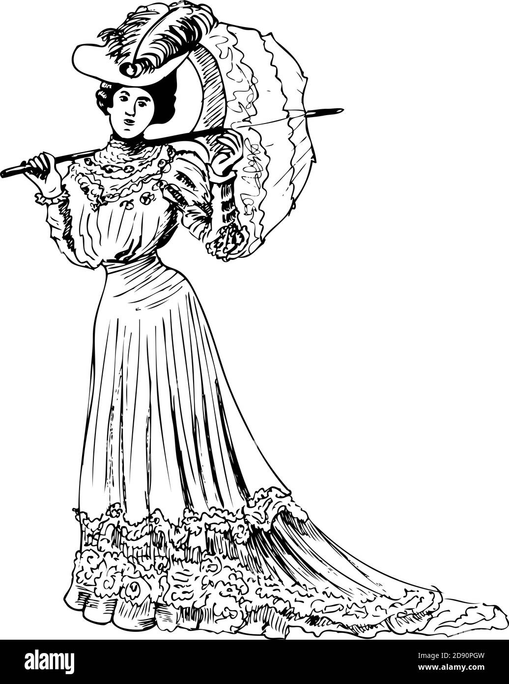Lady in edwardian dress Stock Vector Images - Alamy