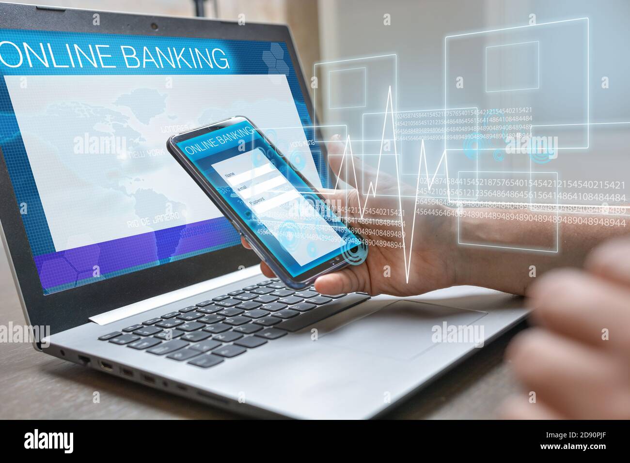 Application of smart phone for internet banking in a secure way Stock ...