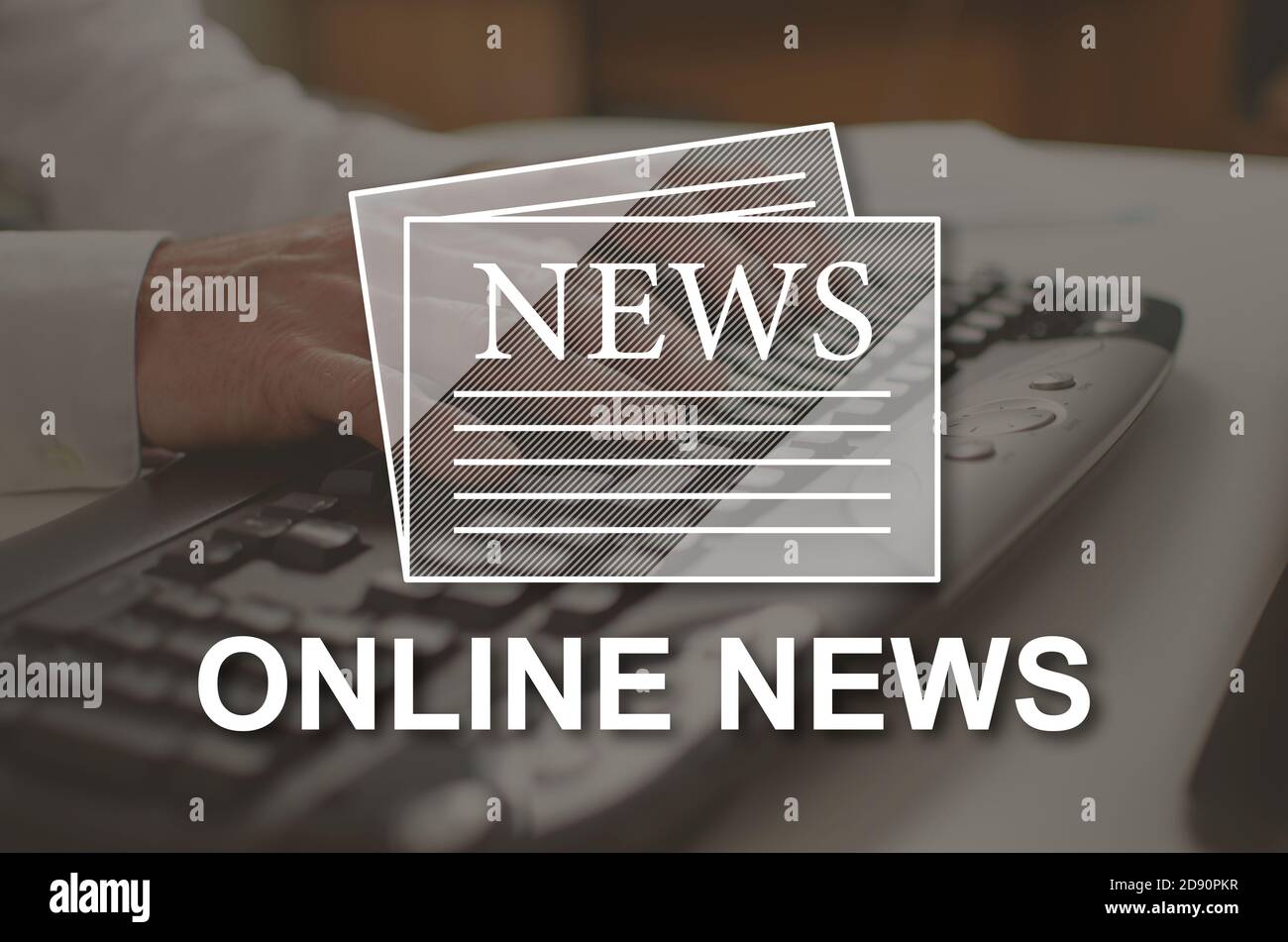 Online news concept illustrated by a picture on background Stock Photo ...