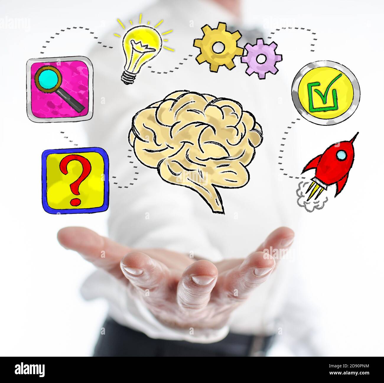 Problem solving concept levitating above a hand of a man Stock Photo ...