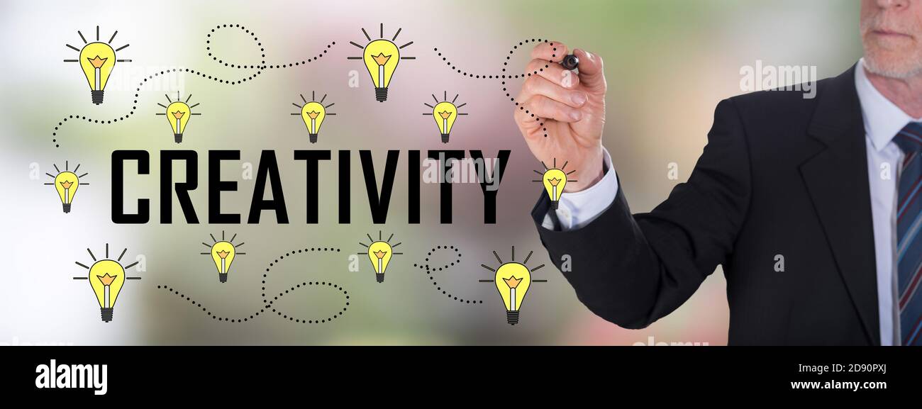 Businessman drawing a creativity concept Stock Photo - Alamy