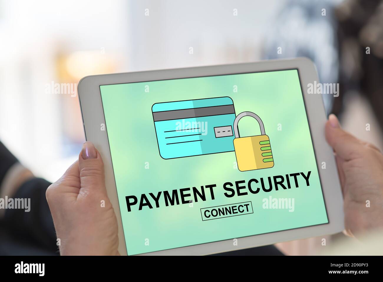 Tablet screen displaying a payment security concept Stock Photo - Alamy