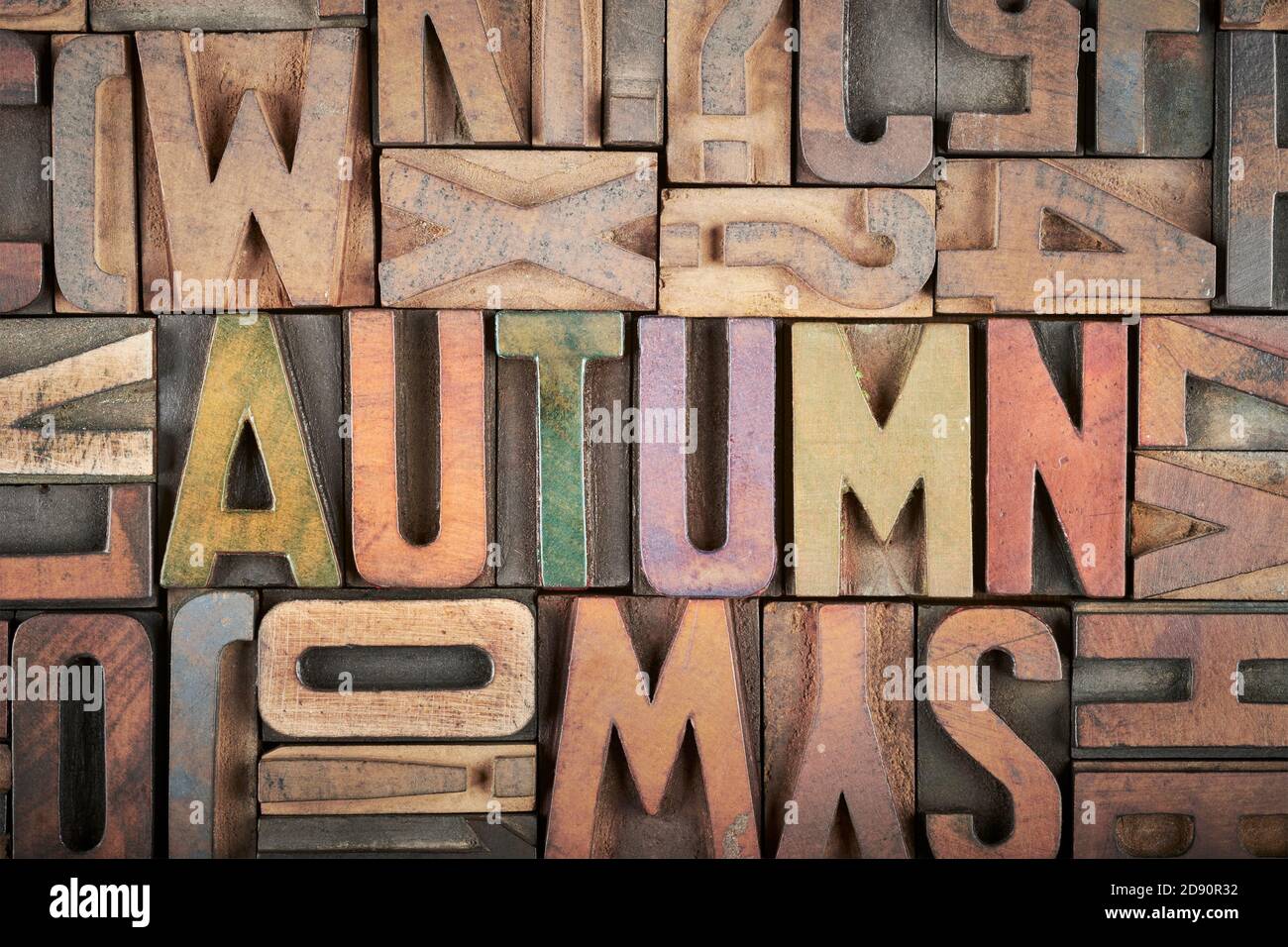 autumn word in letterpress printing blocks Stock Photo - Alamy