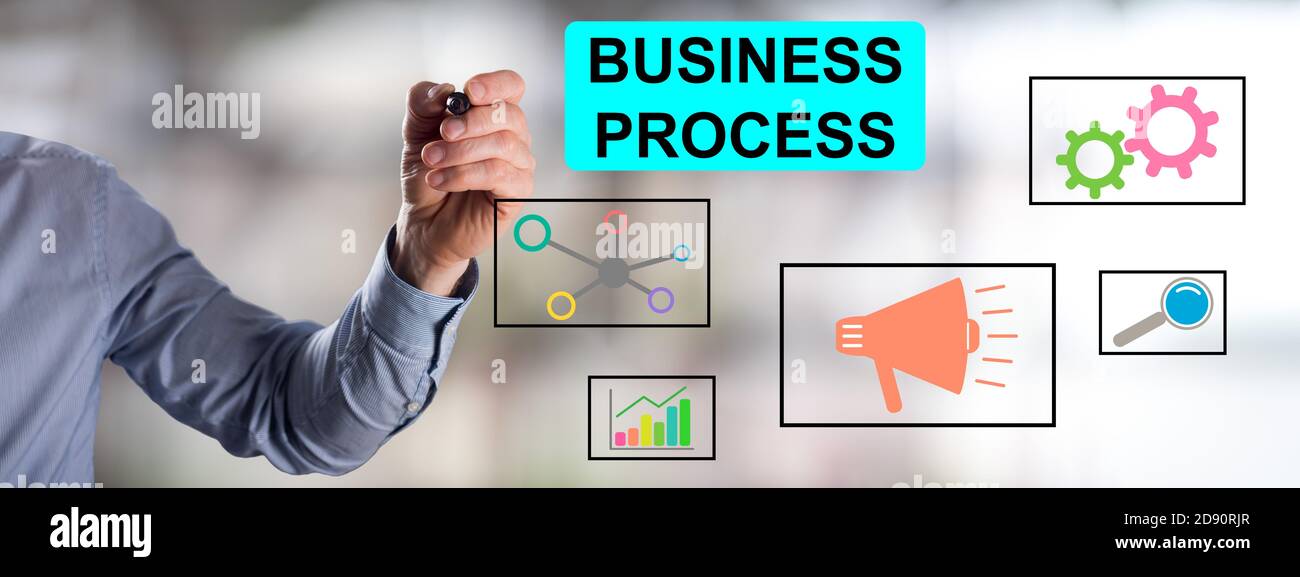 Man drawing a business process concept Stock Photo - Alamy