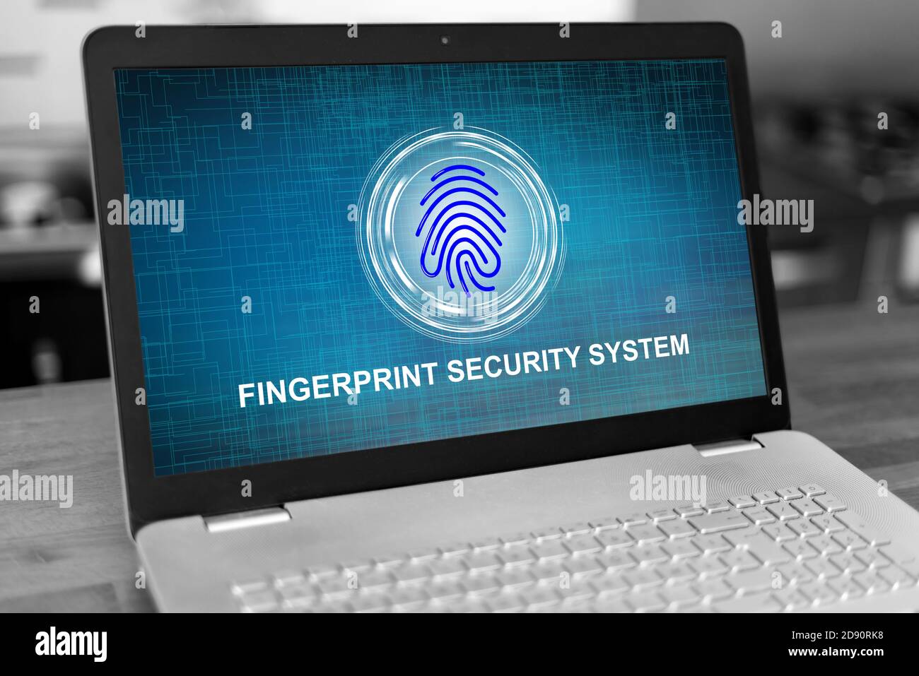 Laptop screen with fingerprint security system concept Stock Photo - Alamy
