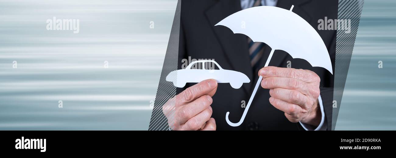 Symbol of auto coverage by a general agent Stock Photo - Alamy
