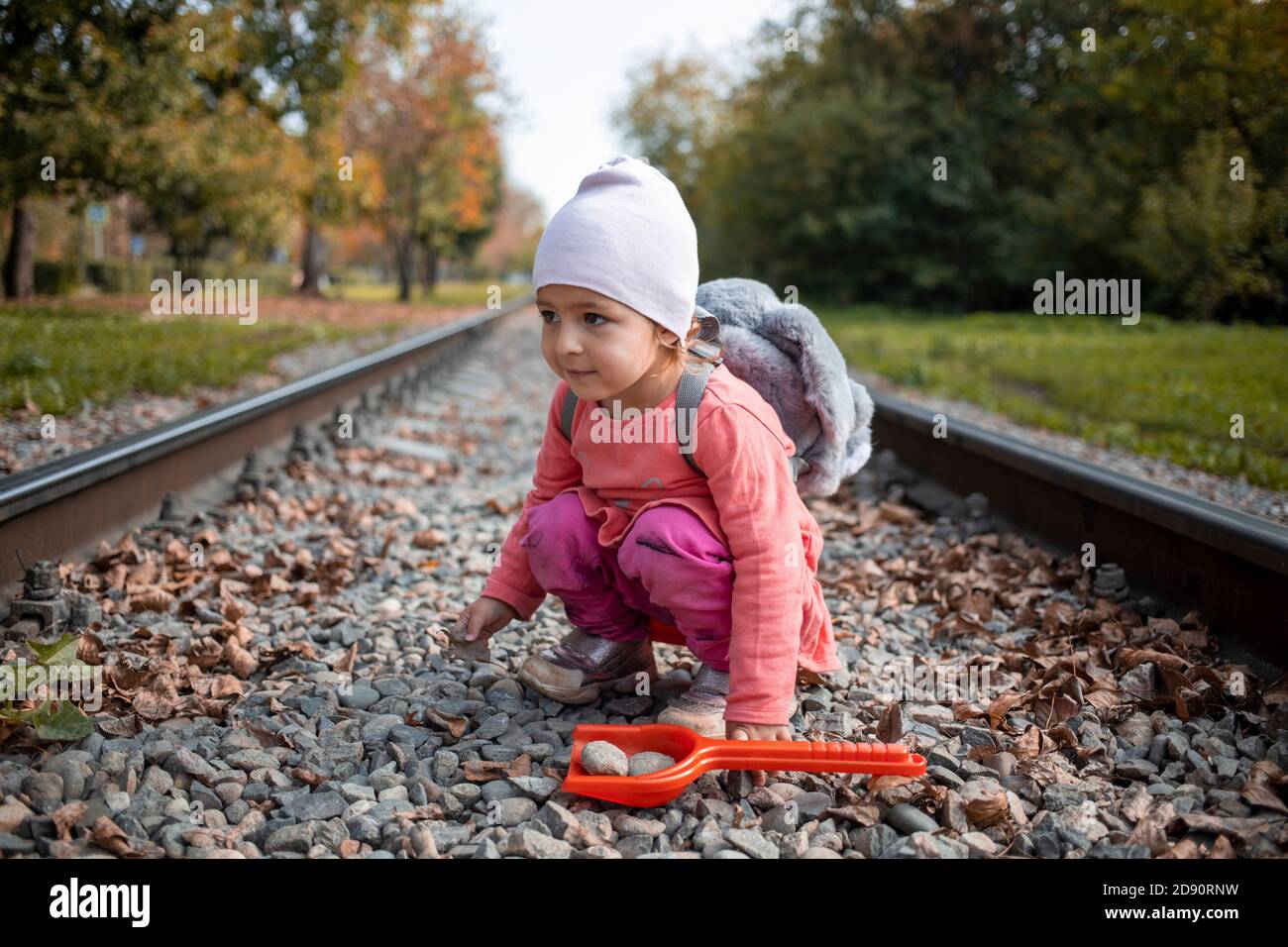 Boy on railroad track hi-res stock photography and images - Alamy