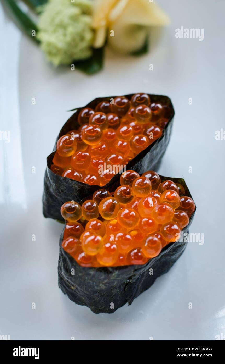 Salmon roe seaweed sushi Stock Photo - Alamy