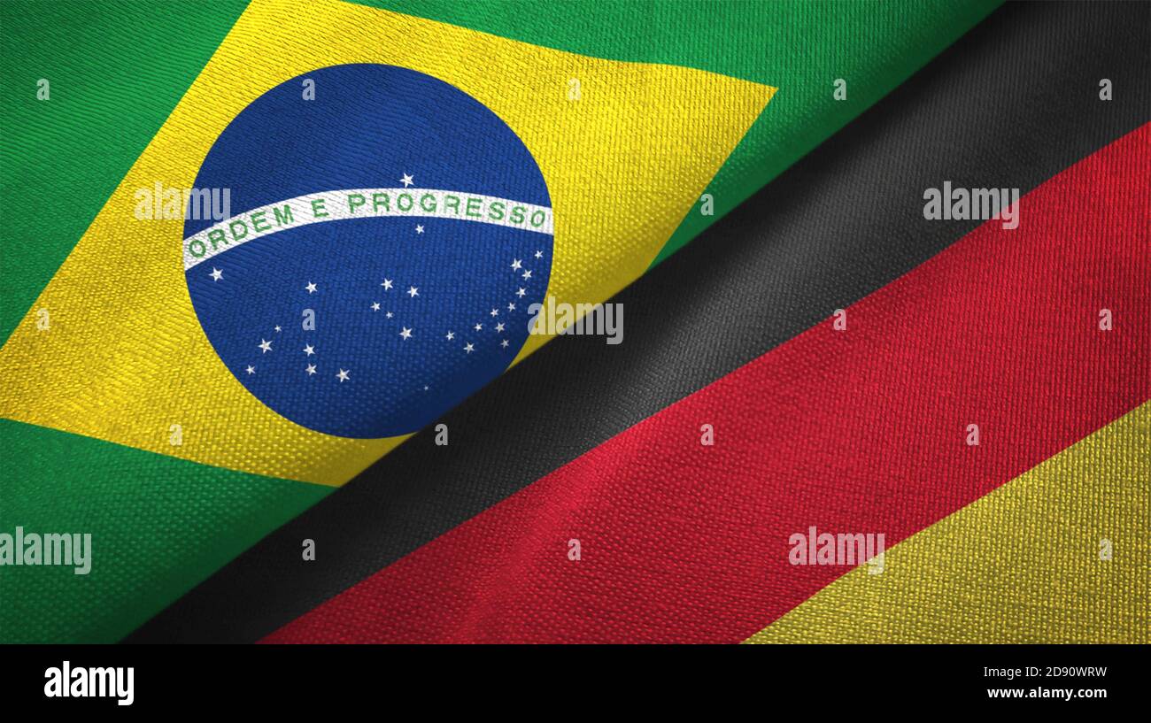 Germany and Brazil two flags textile cloth fabric texture Stock Photo ...