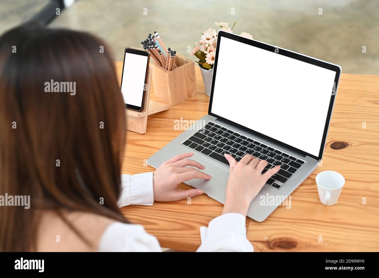Overhead shot female typing hi-res stock photography and images - Alamy