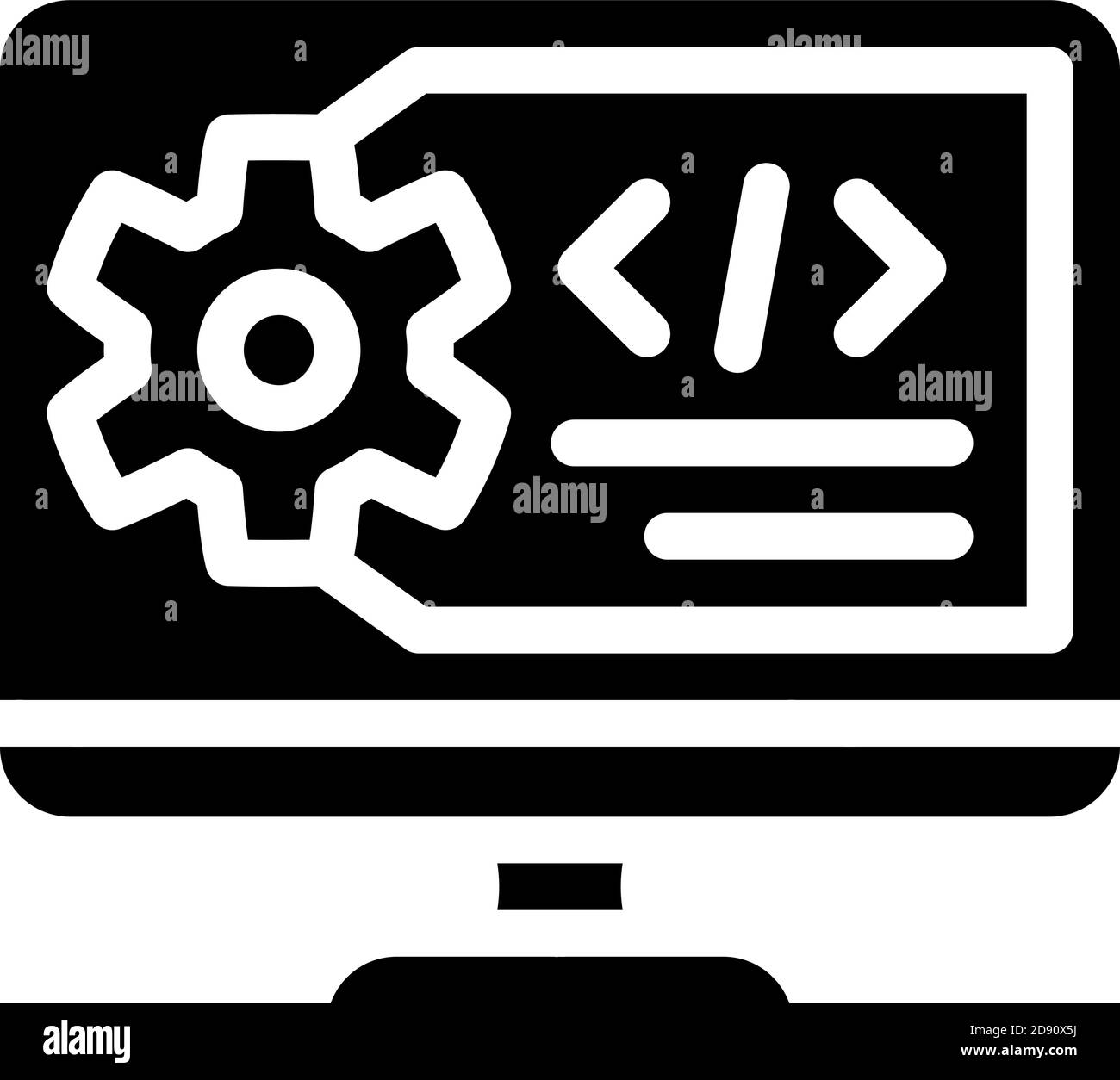 working code computer screen glyph icon vector illustration Stock ...