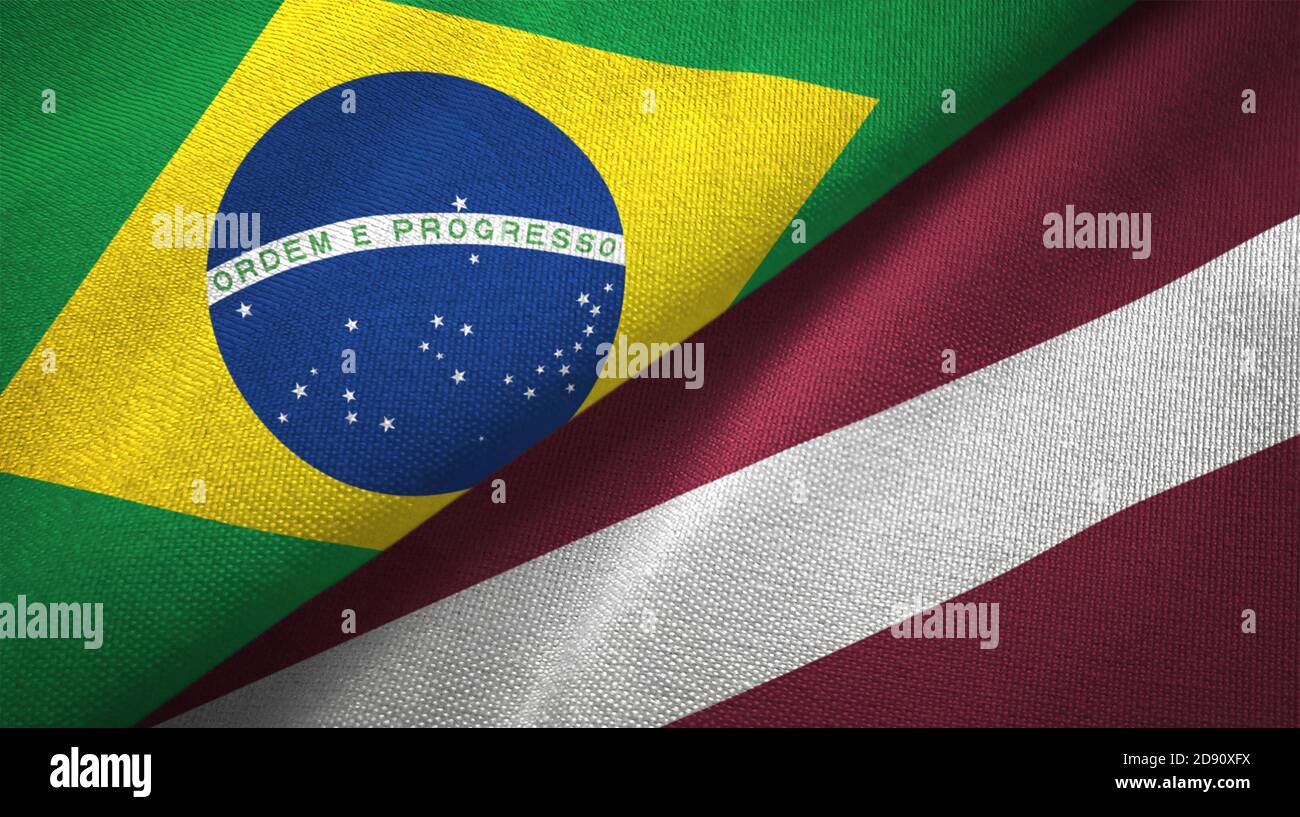 Latvia and Brazil two flags textile cloth fabric texture Stock Photo ...