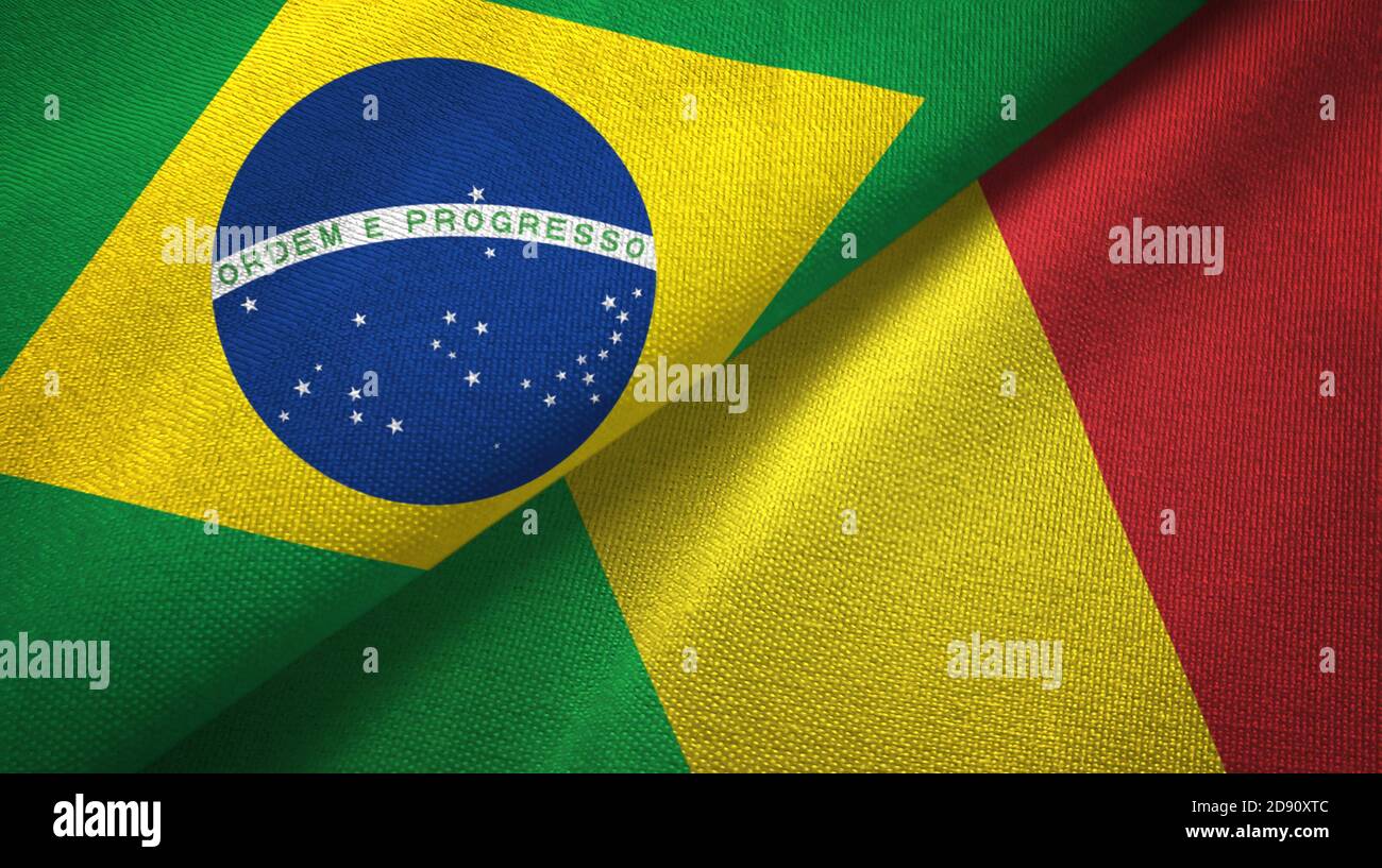 Brazil and Mali two flags textile cloth, fabric texture Stock Photo - Alamy