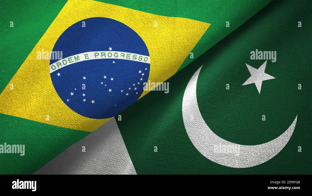 Pakistan and Brazil two flags textile cloth fabric texture Stock Photo ...