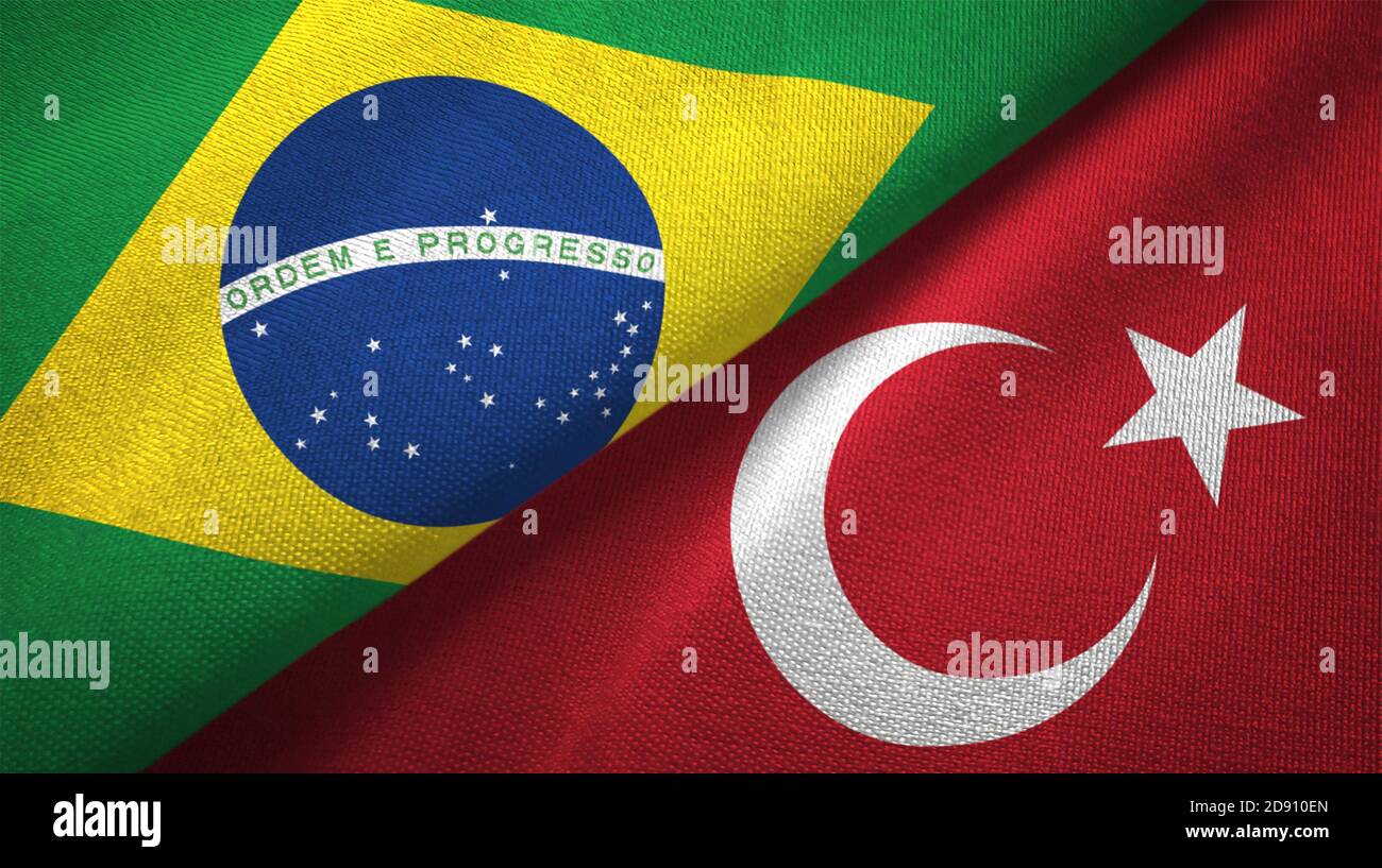 Turkey and Brazil two flags textile cloth fabric texture Stock Photo ...