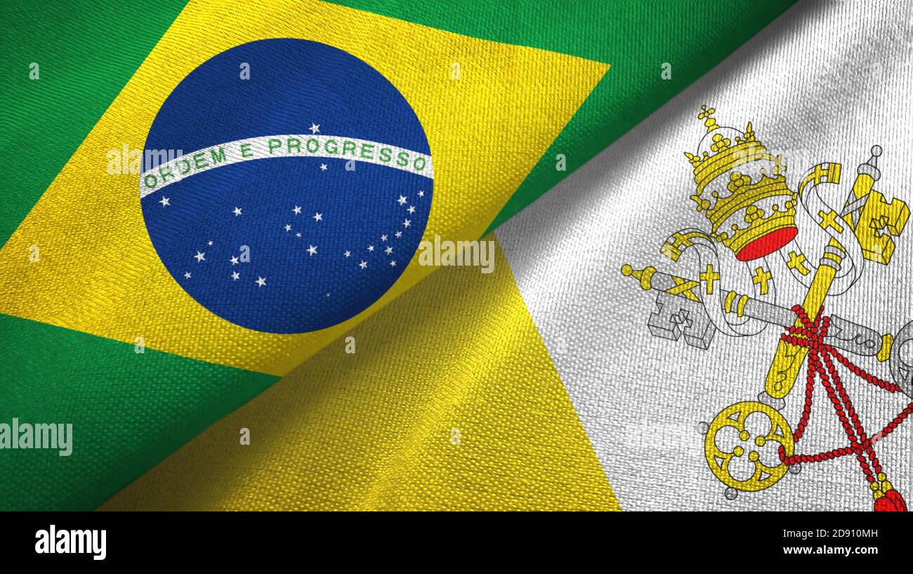 Brazil and Vatican two flags textile cloth, fabric texture Stock Photo ...