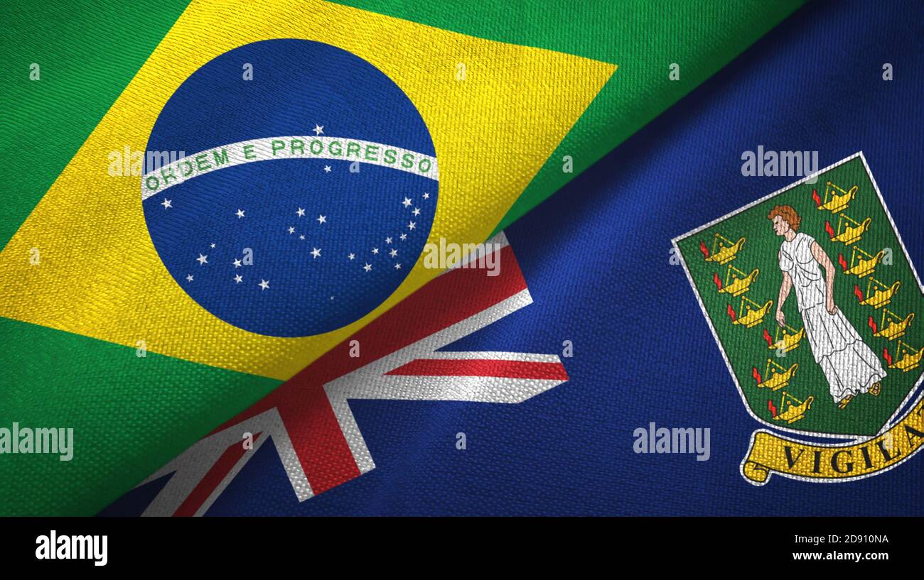 Brazil and Virgin Islands British two flags textile cloth, fabric ...