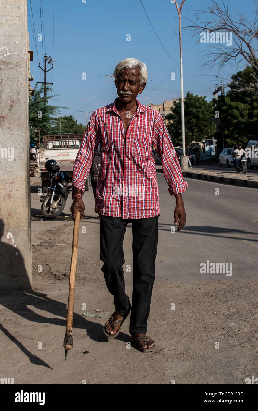 Jaisalmer, Rajasthan / India - november 02 2020 : An old man walking ...