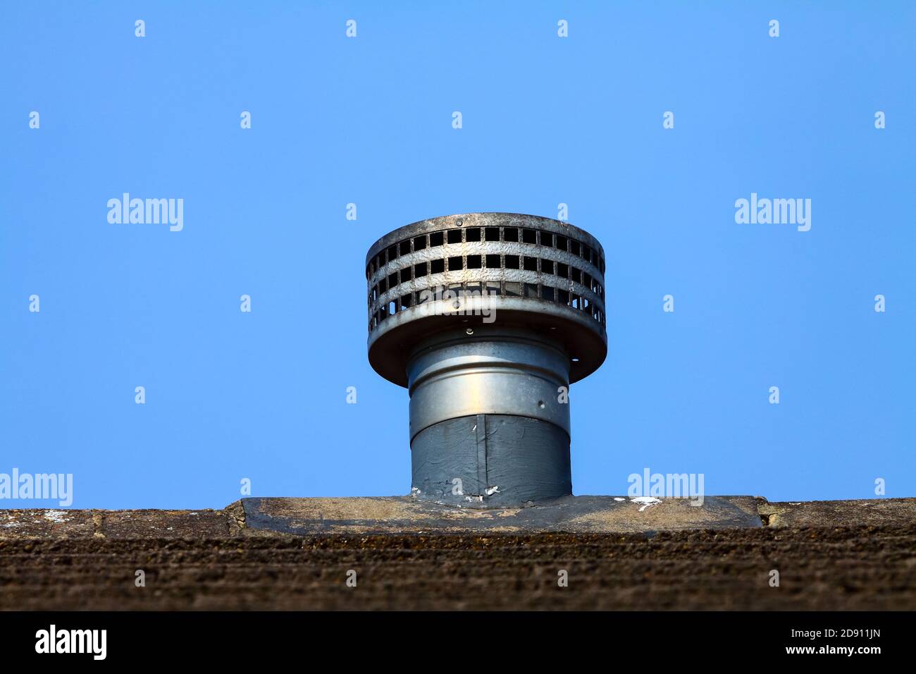 Gas fire metal galvanized flue fitted as a replacement ridge tile to ...