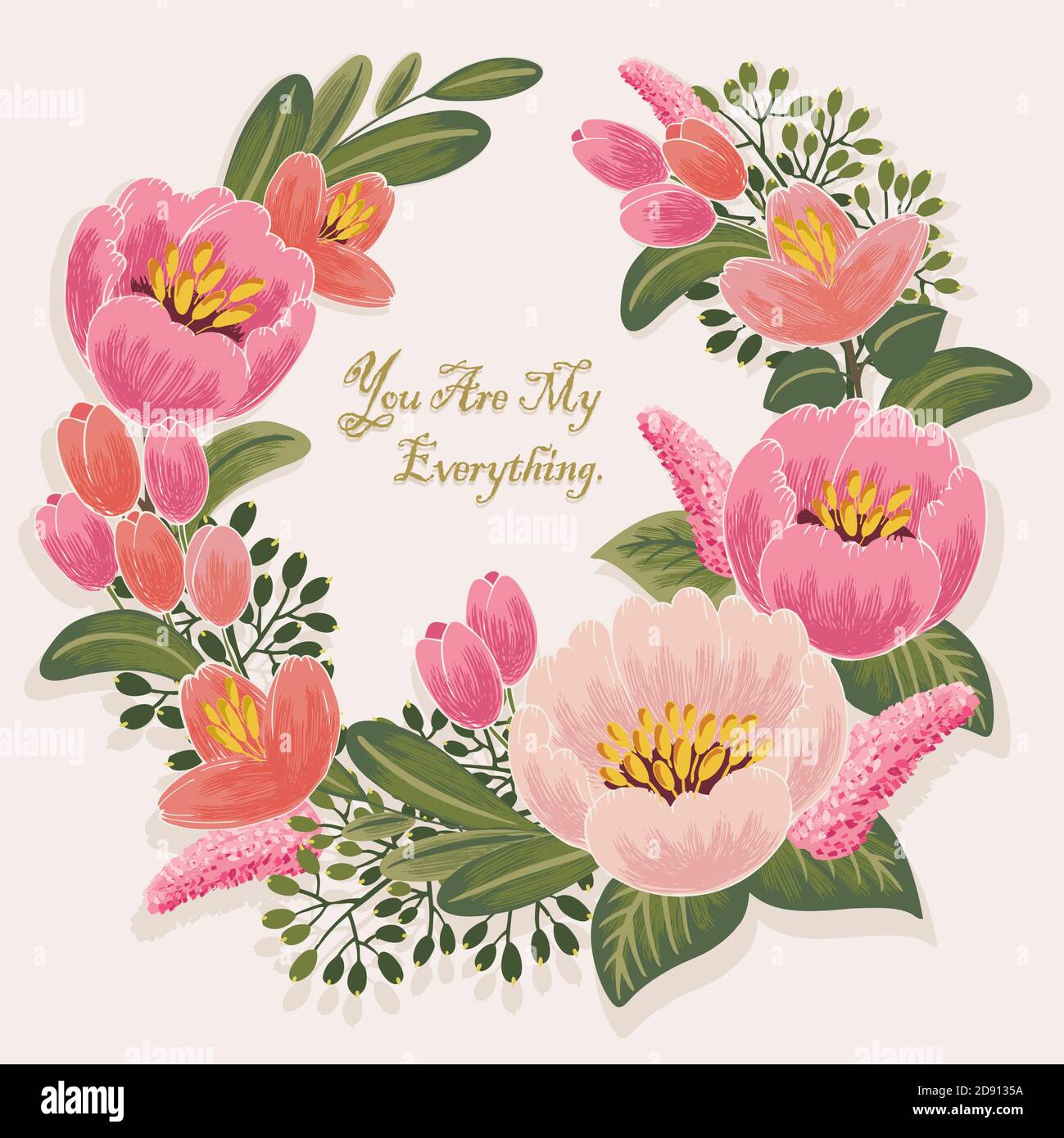 Vector illustration of a floral wreath in spring Stock Vector Image ...