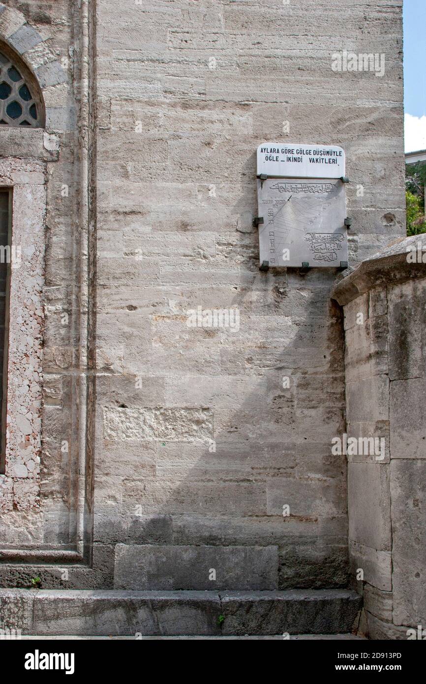 Ancient sundial on the wall of Mihrimah Sultan Mosque , Uskudar ...