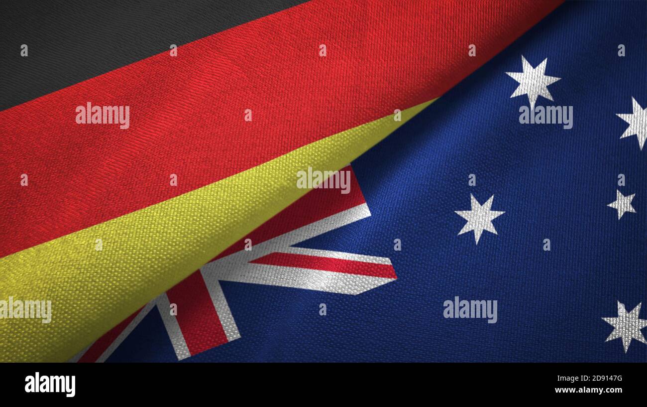 Germany and Australia two flags textile cloth, fabric texture Stock ...