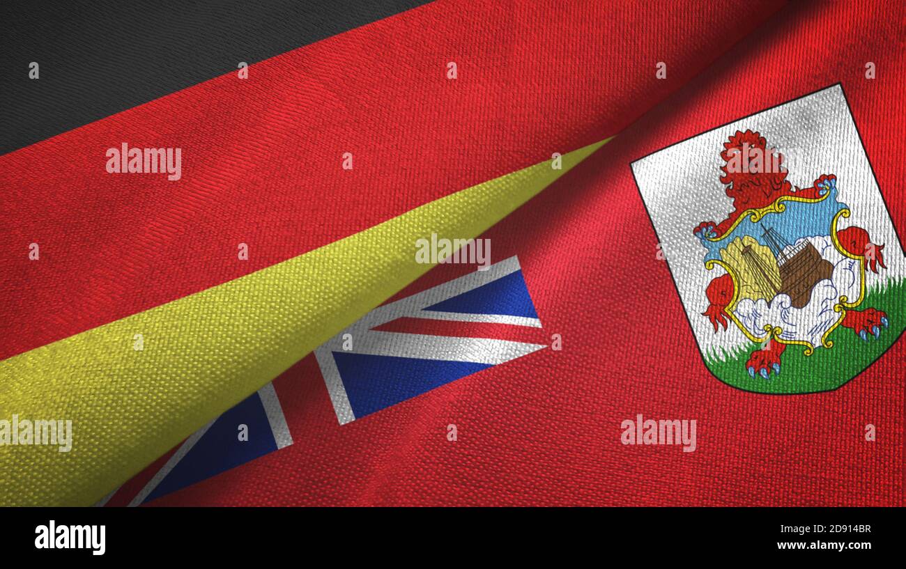 Germany and Bermuda two flags textile cloth, fabric texture Stock Photo ...