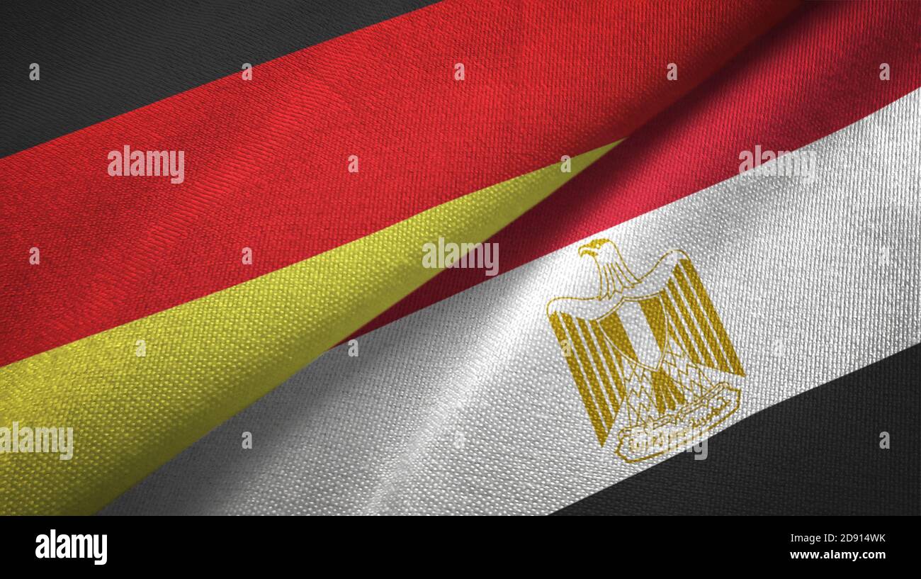 Germany and Egypt two flags. Text on egyptian flag means Arab Republic ...