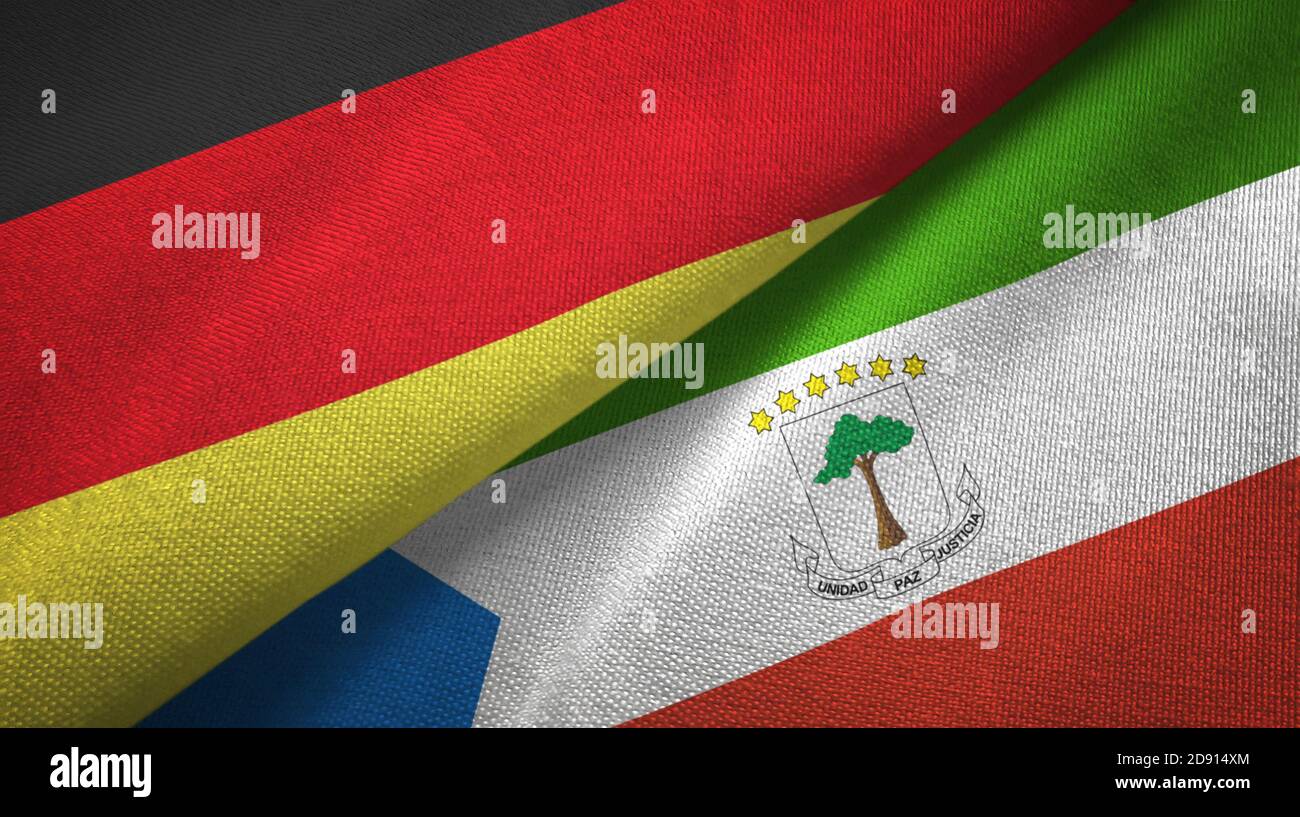 Germany and Equatorial Guinea two flags textile cloth, fabric texture ...