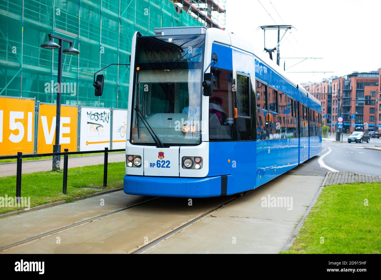 Modern urban transport of European cities. Low floor tram Stock Photo ...